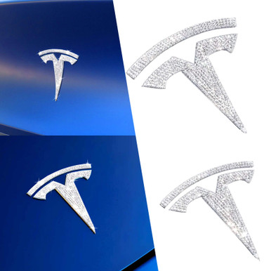 Bling Bling Rhinestone Logo Emblems for Tesla Model Y, 4 Pcs Tesla ...