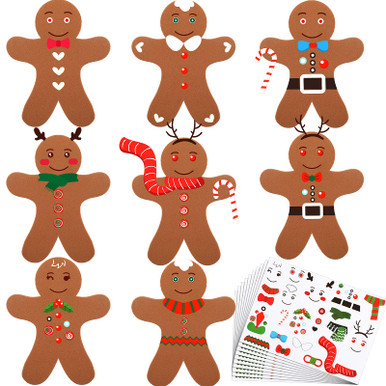 28 Piece Christmas Gingerbread Man Craft Kit DIY Foam Gingerbread Man ...
