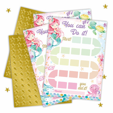Mermaid Reward Chart Set -20 Charts with 412 Golden Star Stickers ...