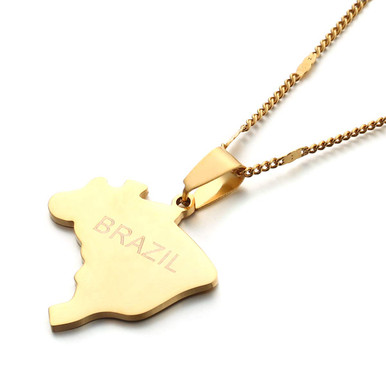Stainless Steel Brazil Map Pendant Necklace Brasil Map Brazilian ...