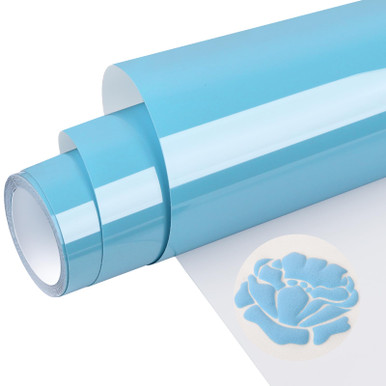 WRAPXPERT Puff Vinyl Heat Transfer Blue Puff HTV Vinly Light Blue Iron ...