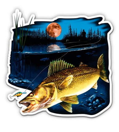 GT Graphics Walleye Fishing - 8" Vinyl Sticker - for Car Laptop I-Pad ...