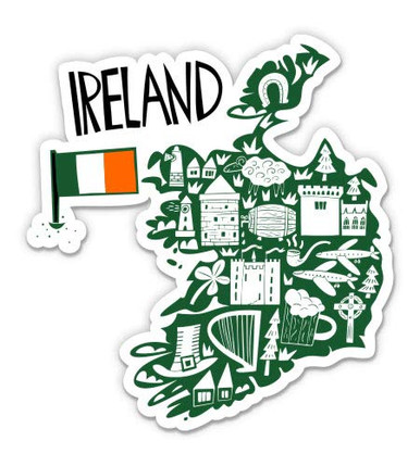 Ireland Cute Green Design Travel - 8" Vinyl Sticker - for Car Laptop I ...
