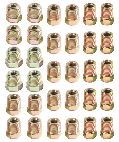 YAKEFLY 32PCS Brake Line Fittings,Brass Brake Line Fittings Kit,Metric ...