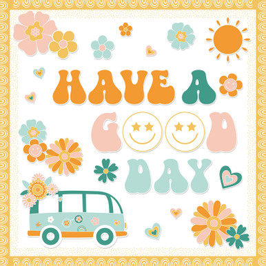 AnyDesign 59Pcs Groovy Retro Hippie Bulletin Board Kit Boho Daisy ...