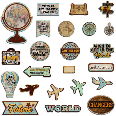 70 Pieces Travel Decor Cutouts Travel The Map Mini Bulletin Board ...
