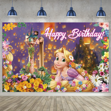 5x3ftYellow Princess Rapunzel Backdrop for Birthday Party Decorations ...