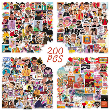 200 Pcs Bad Cute Bunny Stickers Pack, Rapper Music Stickers for Water ...