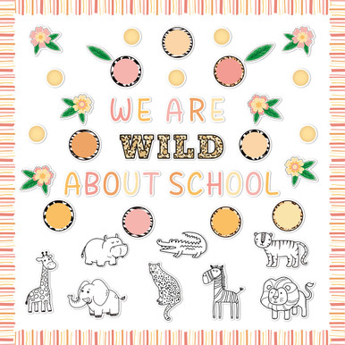 143Pcs Back to School Safari Animal Wild Colorful Bulletin Board ...