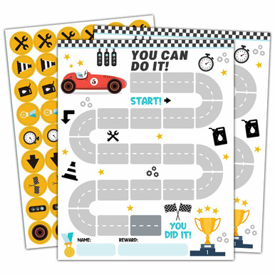 20 Racing Car Reward Chart with 432 Round Stickers, Incentive Behavior ...