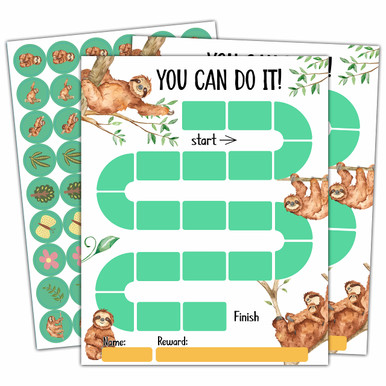 20 Sloth Reward Chart with 432 Round Stickers, Incentive Behavior Chart ...