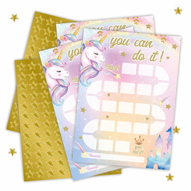 Unicorn Theme Reward Chart Set - 20 Charts with 412 Golden Star ...