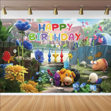 Pikmin Birthday Party Supplies,5x3 ft Pikmin Cartoon Happy Birthday ...