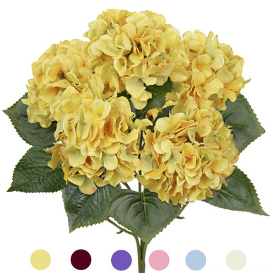 Yellow Hydrangea Artificial Flowers Large Artificial Hydrangeas Silk ...