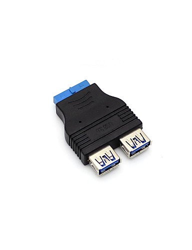 Dual USB 3.0 Type A Female to 20 Pin Adapter - Warehousesoverstock