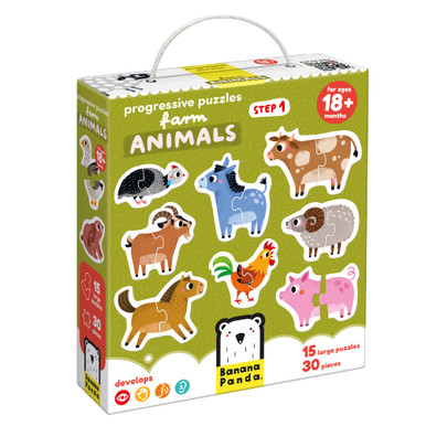 Banana Panda Progressive Toddler Puzzles - Farm Animals - Set Includes ...