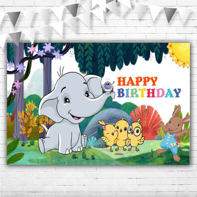 Happy Birthday Canticos Backdrop for 1st Birthday 5x3ft Elephants with ...