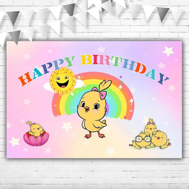 ABINE Canticos Birthday Banner 5x3ft Yellow Chickies Backdrop Happy ...