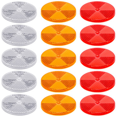15 Pack 3.165 Inch Round Front Reflector Driveway Trailer Reflectors ...