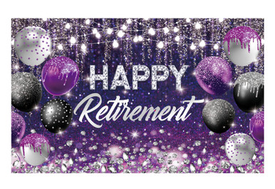 Funnytree Happy Retirement Party Backdrop Purple and Silver Congrats ...