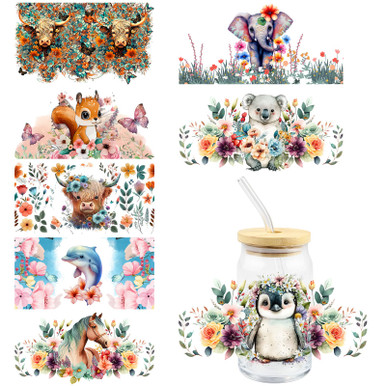 10 Sheets Animals UV DTF Transfer Sticker 3D Waterproof Cups Wraps ...