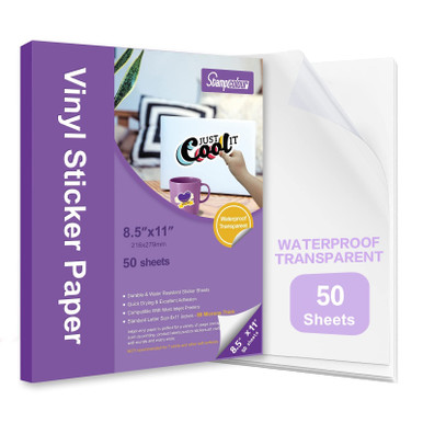Premium Printable Vinyl Sticker Paper,Translucent 50 sheet Clear Self ...