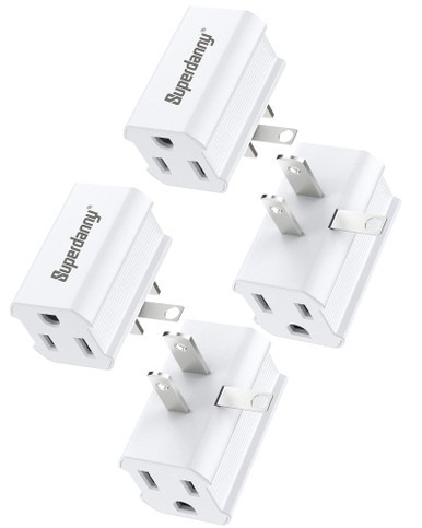 SUPERDANNY 3-2 Prong Grounding Outlet Adapter with 2 Outlets, Plug ...