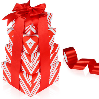 4 Pieces Christmas Gift Boxes Candy Cane Design Nesting Gift Boxes ...