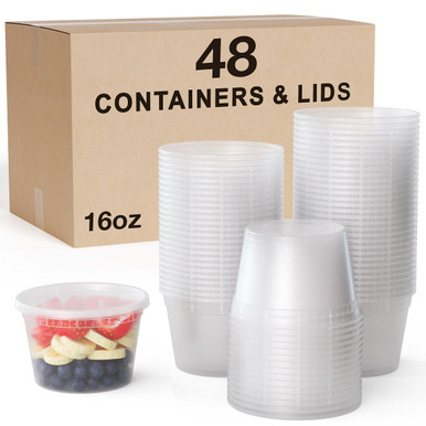 Disposable 16 oz Plastic Containers With Lids - 48 Of Each Containers ...