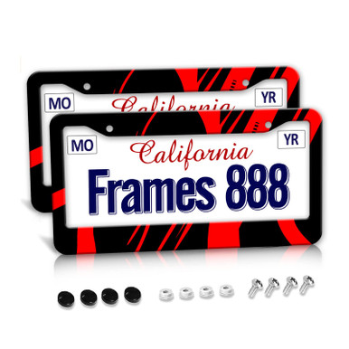 MAIJEE Red and Black License Plate Frame-Black and Red License Plate ...