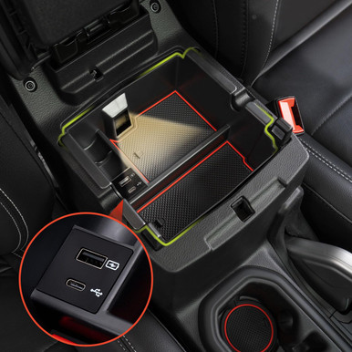 DrCarNow Upgrade Center Console Organizer Tray with USB Power Port for ...