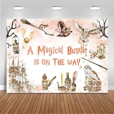 Mocsicka Wizard Baby Shower Backdrop Magical Castle Witch Wizard School ...
