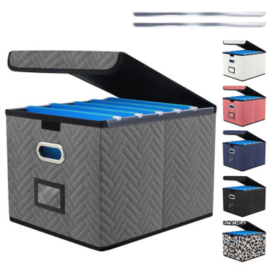 Storage File Boxes - File Box Organizer with Lid and Plastic Slide ...