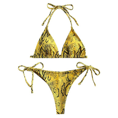 2 Piece High Cut Micro Bikini Sets for Women Sexy Halter Triangle Tie ...