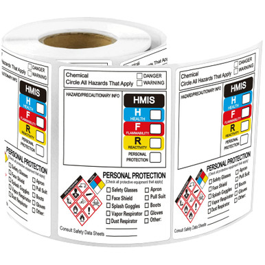 SDS OSHA Data Labels for Chemical Safety Data 4 x 3 Inch GHS Secondary ...