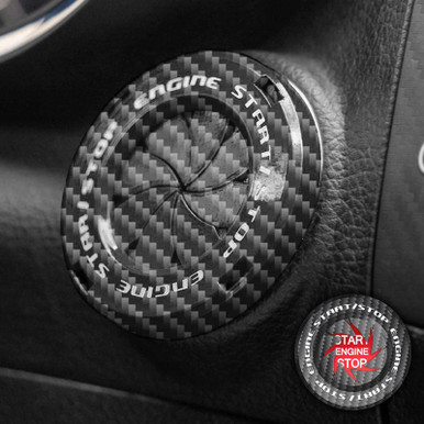 Tybasthe Rotary Push Start Button Cover, Carbon Fiber Car Accessories ...