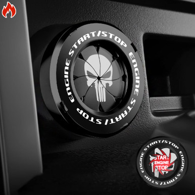 Tybasthe Rotary Push Start Button Cover, Punisher Car Accessories ...
