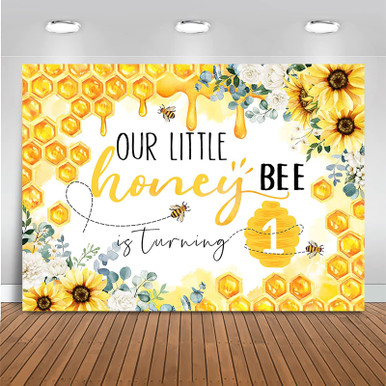 Mocsicka First Bee-Day Birthday Backdrop So Sweet to Bee One Party ...