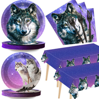 gisgfim 24 Guests Wolf Birthday Party Decorations Supplies Plates ...