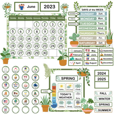 Nigifter 102Pcs Boho Greenery Calendar Bulletin Board Preschool ...