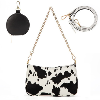 Sunwel Fashion Women's Cow Print Underarm Bag Small Shoulder Bag ...