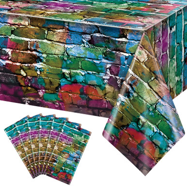 6 Pack Colorful Brick Tablecloth Rectangle, Graffiti Brick Wall ...