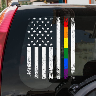 Patriotic Gay Pride American Flag Stickers for Car Vinyl Decal Rainbow ...