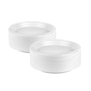 Blue Sky 6 Inch White Plastic Plates - [200 Count] Disposable Plastic ...