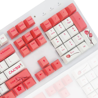 Sakura Japanese Keycaps Set for Mechanical Keyboard, Pink Orange ...