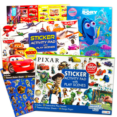 Disney Pixar Sticker Book Set for Kids ~ 3 Pack Giant Sticker Books ...