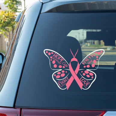 Butterfly Breast Cancer Hope Faith Love Stickers for Car Brest Cancer ...