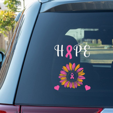 Guangpat Hope Sunflower Car Window Stickers Breast Cancer Ribbon Heal ...