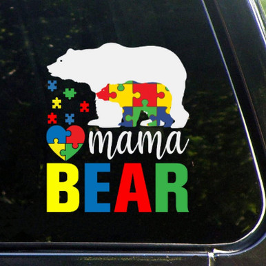 Autism Mama Bear Car Decals Autism Awareness Puzzle Piece Decal ...