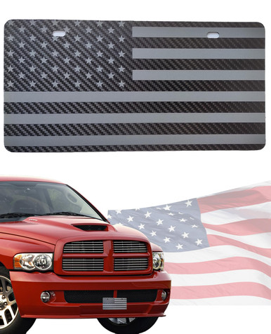 Carbon Fiber American Flag License Plate, Black USA Patriotic Front ...